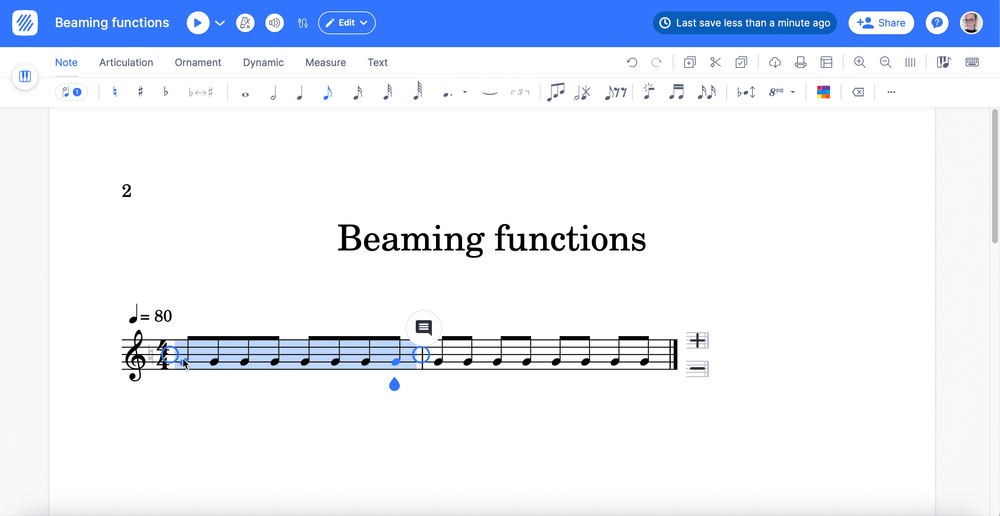 What is beaming in music?