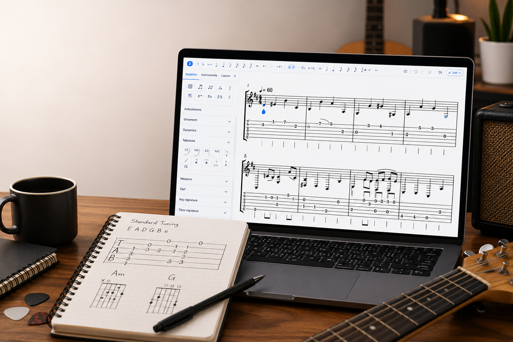 How to write tablature in music notation software | Flat