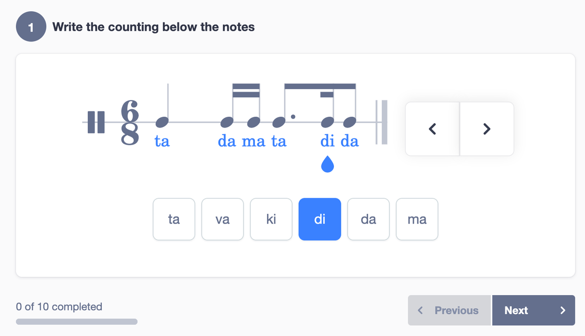 Takadimi for beat counting exercises