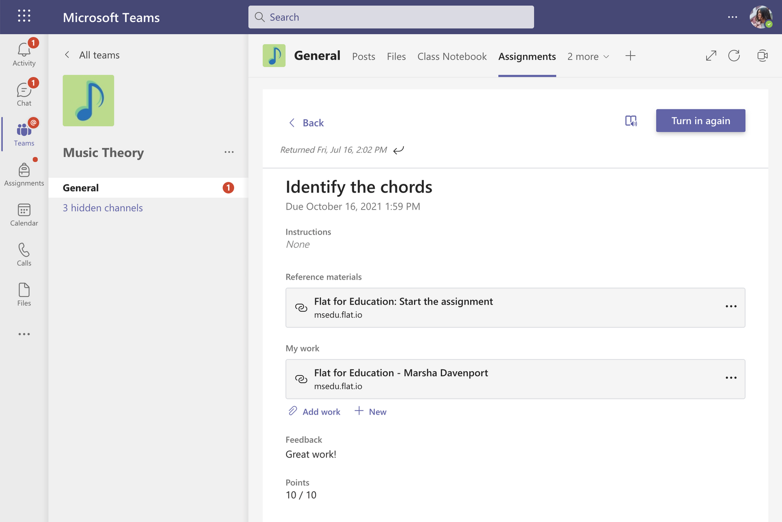 Beta: Integration with Microsoft Teams Assignments