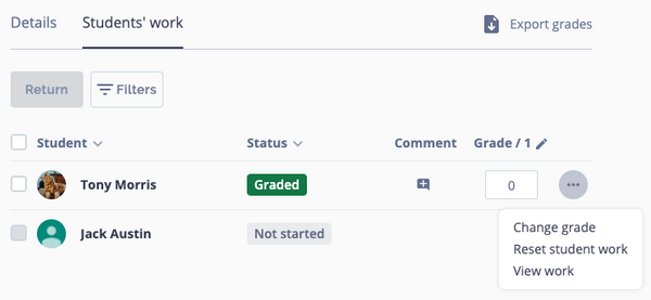 Reset a student's submission