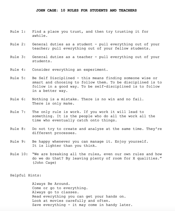 Music of hypnotic resonance: Dream, by J. Cage