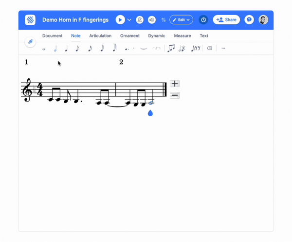 Horn in F Fingering